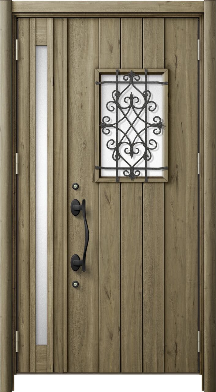 リシェントドア3 断熱K4仕様 D41型 木目色 親子（採光有り） ランマ無し｜LIXIL｜カインズリフォーム