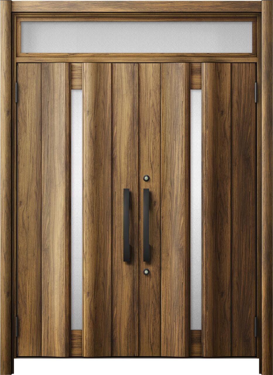 リシェントドア3 断熱K4仕様 G12型 木目色 両開き ランマ有り｜LIXIL｜カインズリフォーム